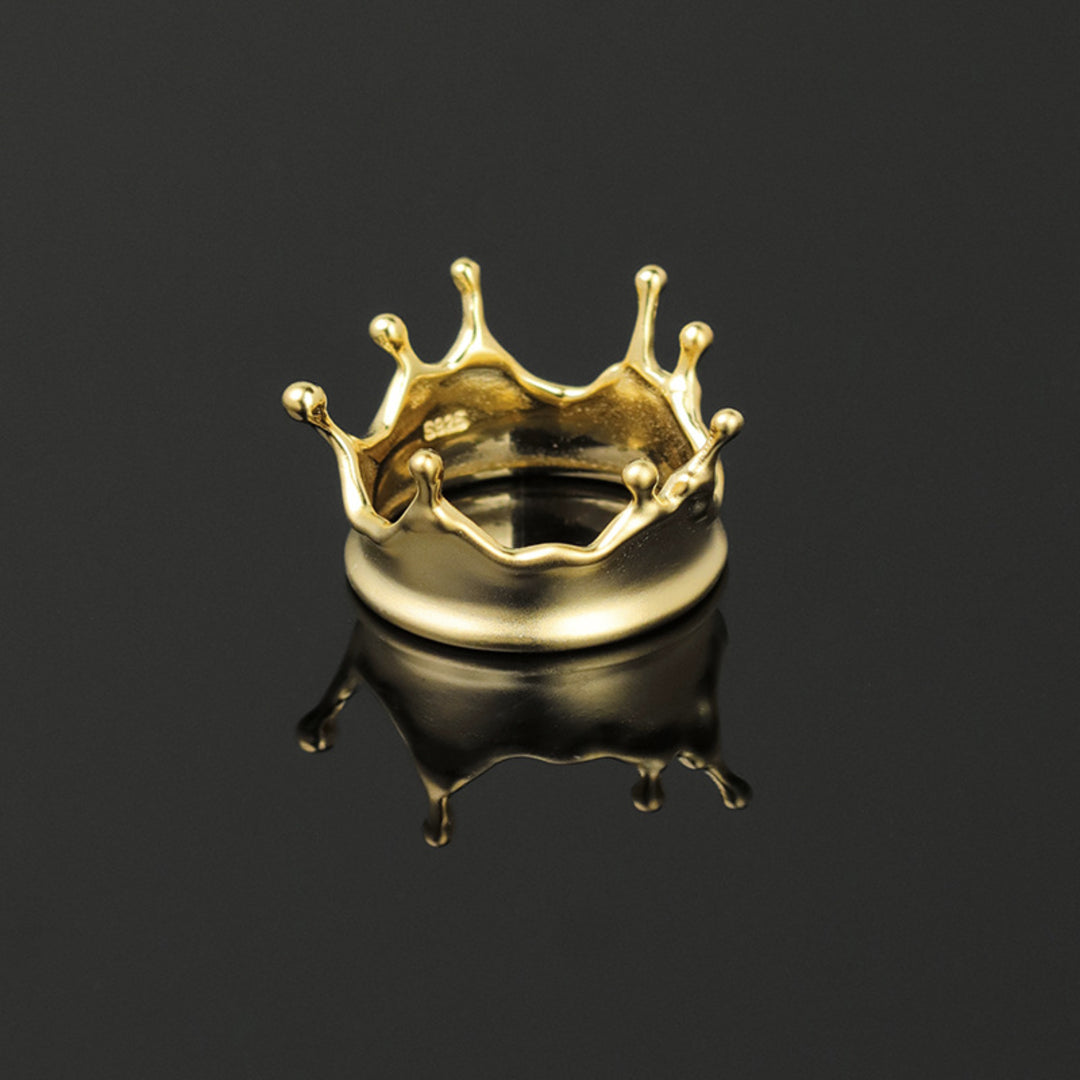 Crown Ring In 925 Sterling Silver 18K Gold Plated Handcrafted Fine Jew – Yon & Ole