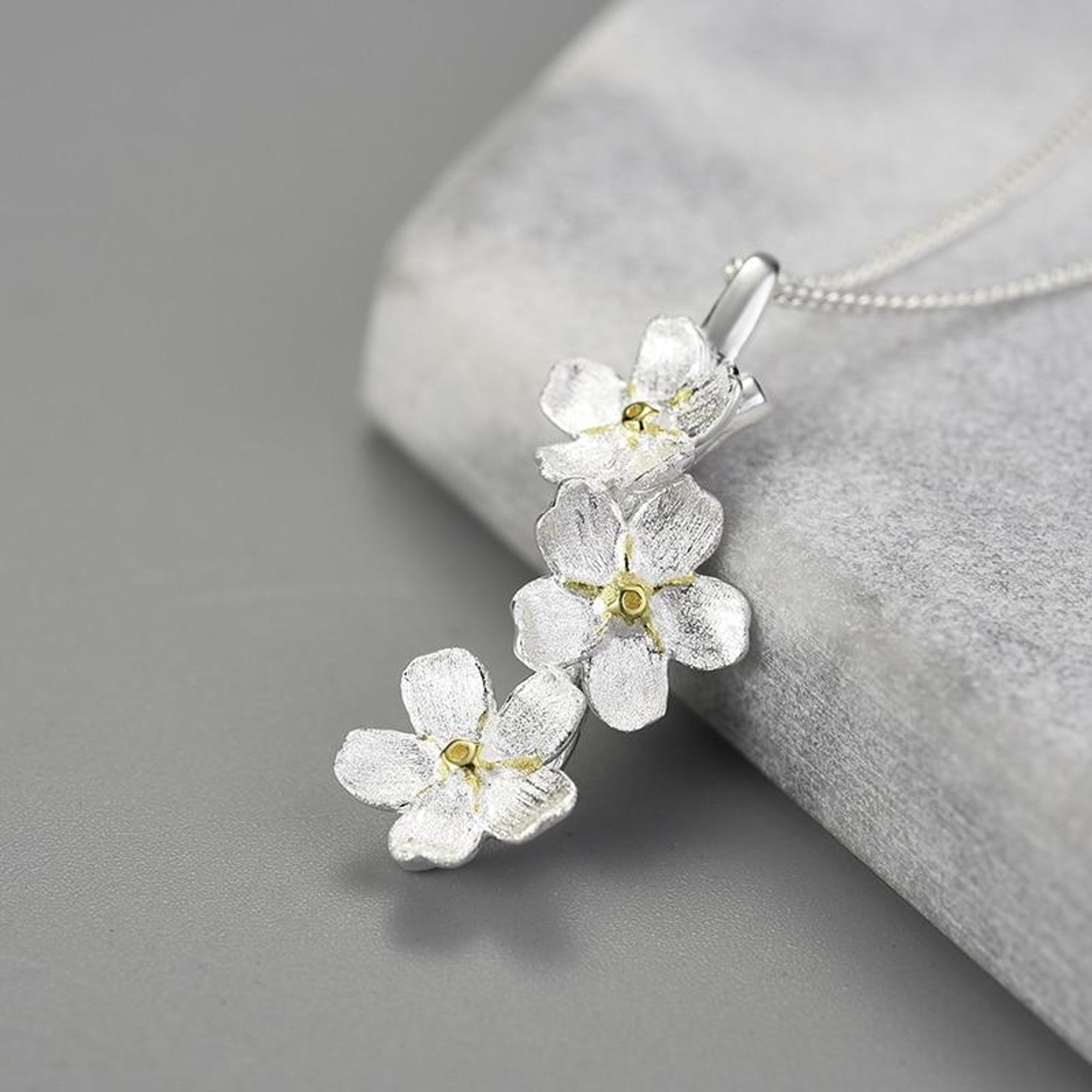 Forget-Me-Not Pendant In 925 Sterling Silver 18K Gold Plated Handmade – Yon & Ole